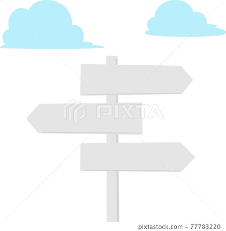 Arrow-shaped signboard pointing in three... - Stock Illustration ...