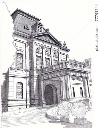 Kyoto Prefectural Government Building Former... - Stock Illustration ...