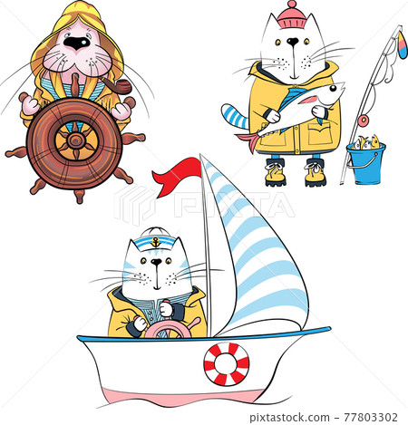 vector Set of animal sailors - Stock Illustration [77803302] - PIXTA