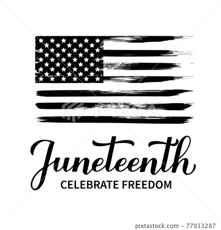 Juneteenth calligraphy hand lettering isolated... - Stock Illustration ...