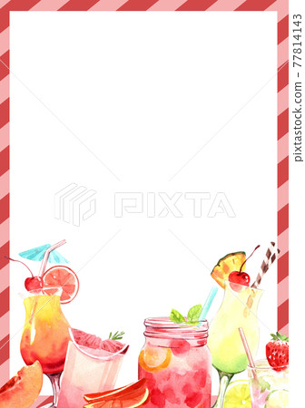Summer drink frame watercolor - Stock Illustration [77814143] - PIXTA