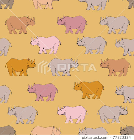 Rhino pattern. Seamless pattern. Material for... - Stock Illustration ...