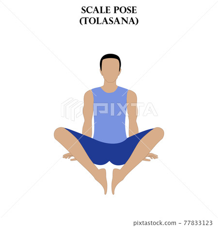 Scale pose yoga workout. Tolasana. Man doing... - Stock Illustration ...