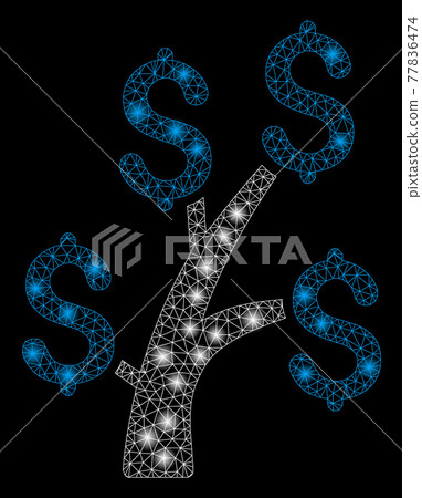 Glowing Mesh 2D Money Tree with Light Spots - Stock Illustration ...
