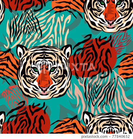 Tiger pattern 80 - Stock Illustration [77840632] - PIXTA