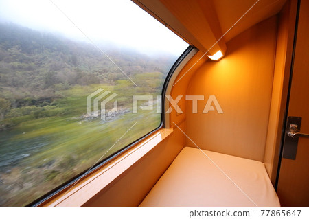 Sunrise Express trip! A sleeper private room,... - Stock Photo ...