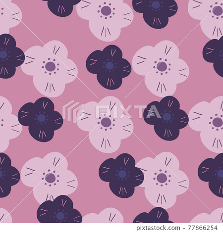 Summer seamless pattern with purple flower... - Stock Illustration ...