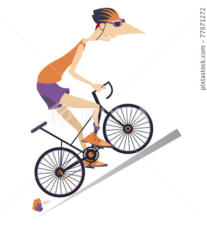 Tired cyclist rides a bike isolated... - Stock Illustration [77871272 ...
