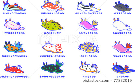 A set of various types of sea slugs - Stock Illustration [77882019] - PIXTA