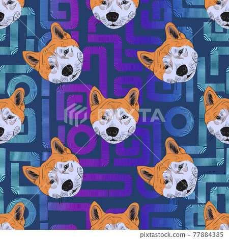 Shiba inu seamless pattern on background... - Stock Illustration ...