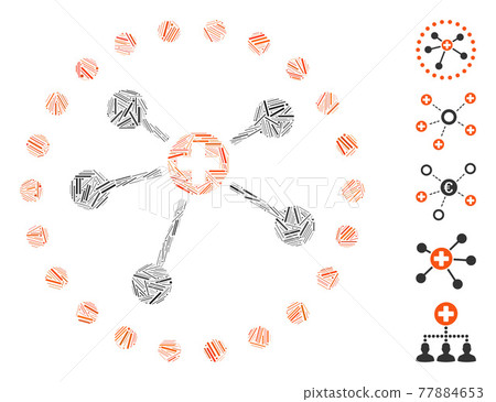 Hatch Collage Rounded Medical Connections Icon - Stock Illustration ...