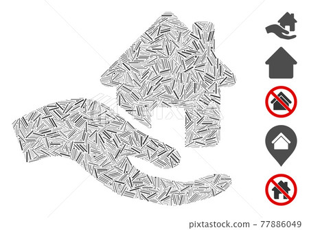 Line Collage Home Offer Hand Icon - Stock Illustration [77886049] - PIXTA