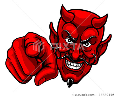 Devil Satan Pointing Finger At You Mascot Cartoon-插圖素材 [77889456] - PIXTA圖庫
