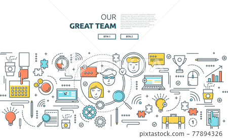 Great Team Horizontal Linear Concept - Stock Illustration [77894326 ...