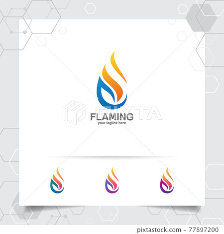 Fire logo design vector with concept of fire... - Stock Illustration ...
