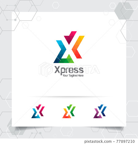 Digital logo letter X design vector with modern... - Stock Illustration ...