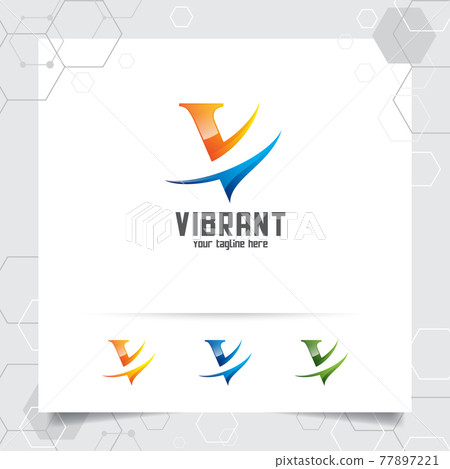 Digital logo 3D letter V design vector with... - Stock Illustration ...