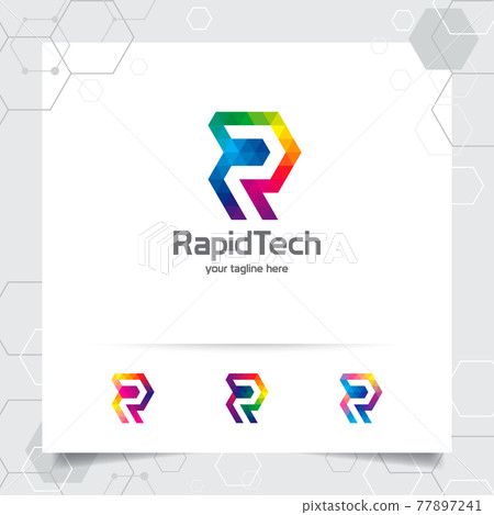 Digital logo letter R design vector with modern... - Stock Illustration ...