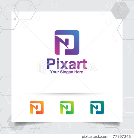 Business finance letter P logo design vector... - Stock Illustration ...