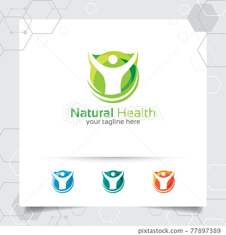 Natural health logo design vector with people... - Stock Illustration ...