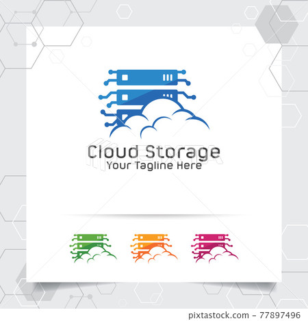 Cloud hosting logo vector design with concept... - Stock Illustration ...