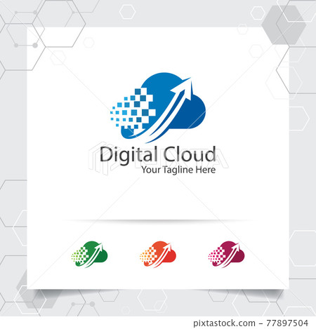 Cloud hosting logo vector design with concept... - Stock Illustration ...