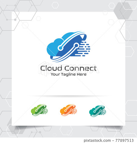 Cloud hosting logo vector design with concept... - Stock Illustration ...