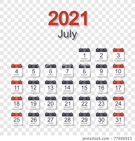 Monthly calendar template for July 2021 with... - Stock Illustration ...
