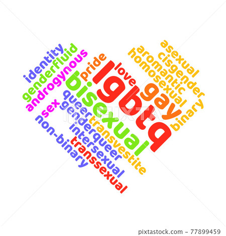 Colorful Rainbow Pride Heart Shape Tagcloud... - Stock Illustration ...