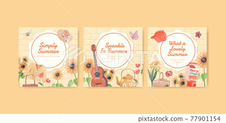 banner template with summer cottagecore... - Stock Illustration ...