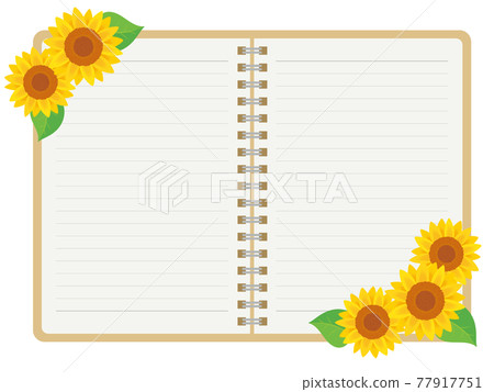 Notebook and sunflower background - Stock Illustration [77917751] - PIXTA