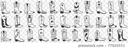 Various cowboy boots doodle set - Stock Illustration [77920551] - PIXTA