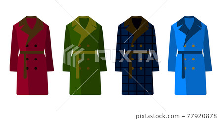 Male coat set different color. Flat design Vector - Stock Illustration ...