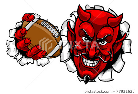 Devil American Football Sports Mascot Cartoon - Stock Illustration ...
