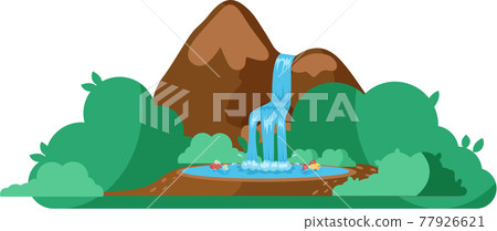 Rock and falling water, tropical waterfall.... - Stock Illustration ...