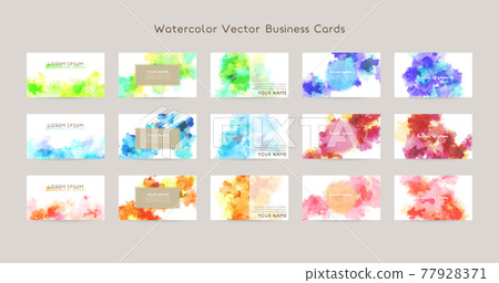Watercolor background business card design set - Stock Illustration ...