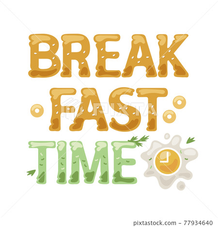 Breakfast Time Lettering Sign - Stock Illustration [77934640] - PIXTA