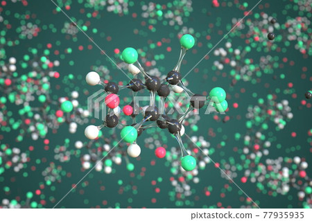 Endrin molecule made with balls, conceptual... - Stock Illustration ...