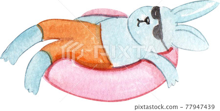 Rabbit with summer watercolor - Stock Illustration [77947439] - PIXTA