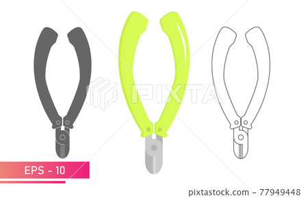 Set, Wire cutters. Linear, solid and realistic... - Stock Illustration ...