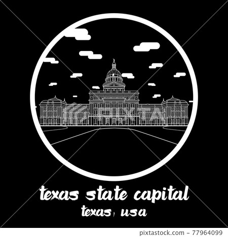 Circle Icon line Texas State Capital. vector... - Stock Illustration ...