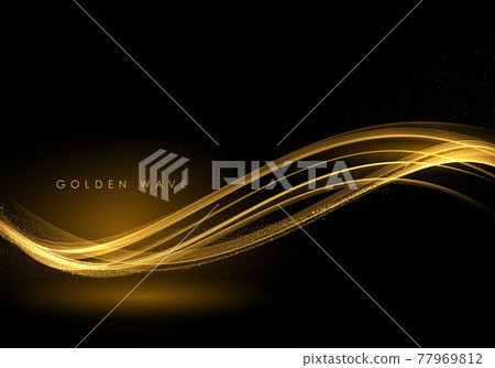 Abstract Gold Waves. Shiny golden moving lines... - Stock Illustration ...