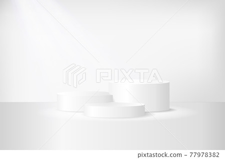 Three-level white podium on white background... - Stock Illustration ...