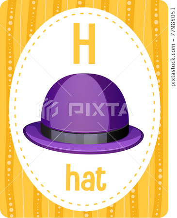 Alphabet flashcard with letter H for Hat - Stock Illustration [77985051 ...