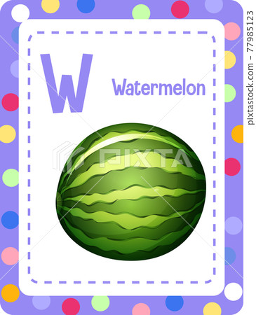 Alphabet flashcard with letter W for Watermelon - Stock Illustration ...
