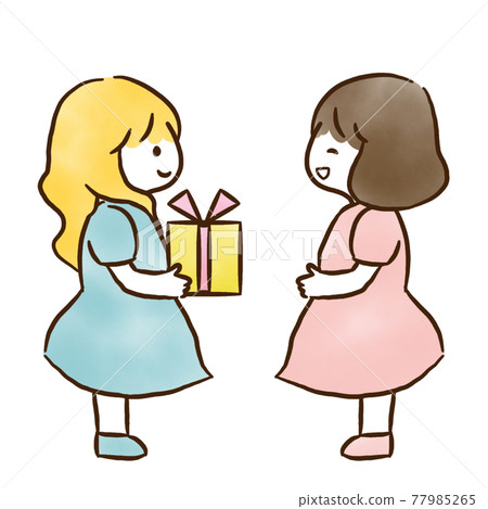 Two girls present - Stock Illustration [77985265] - PIXTA
