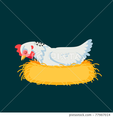 Cartoon hen is sleeping. White Chicken is... - Stock Illustration ...