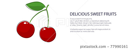 Sweet red berry cherry banner - Stock Illustration [77990161] - PIXTA