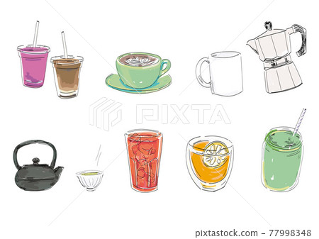 Handwritten style cafe drink illustration set - Stock Illustration ...