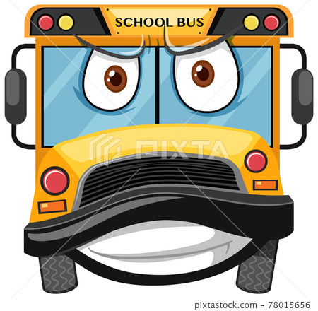 School bus cartoon character with angry face... - Stock Illustration ...